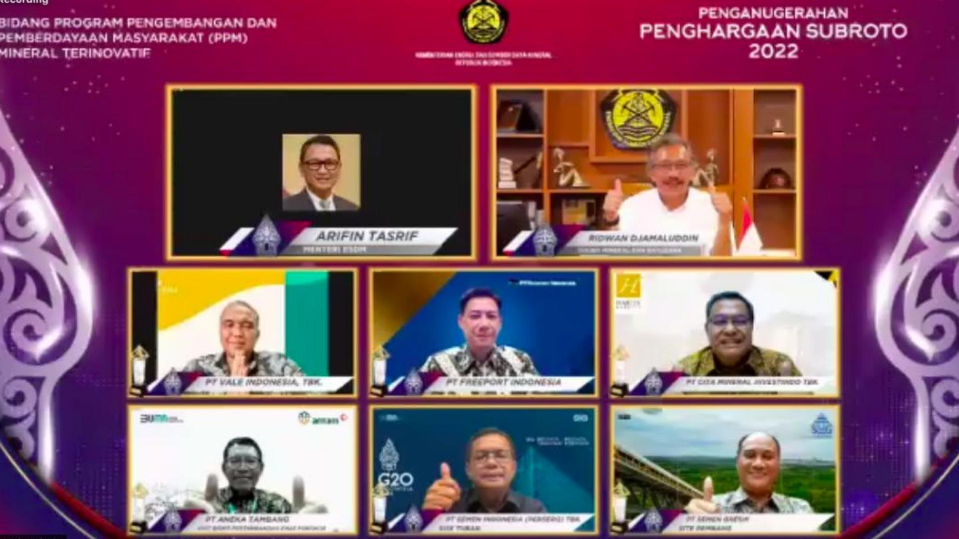 PT Freeport Raih Penghargaan Subroto 2022 - Papua60Detik